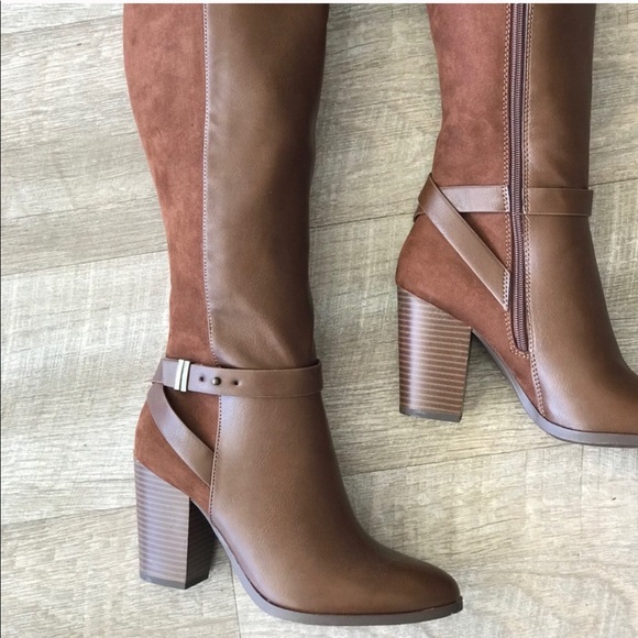 Delicious | Shoes | Delicious Down To Earth Dressy Heeled Tan Boot ...